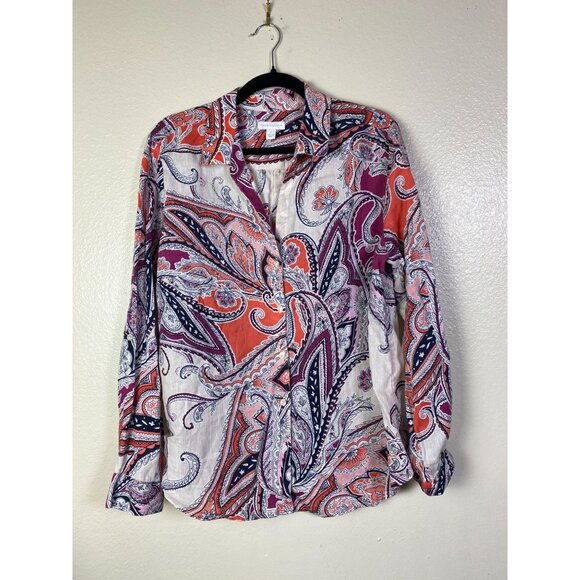 Charter Club | Tops | Charter Club Womens Paisley Print Button Up Linen ...